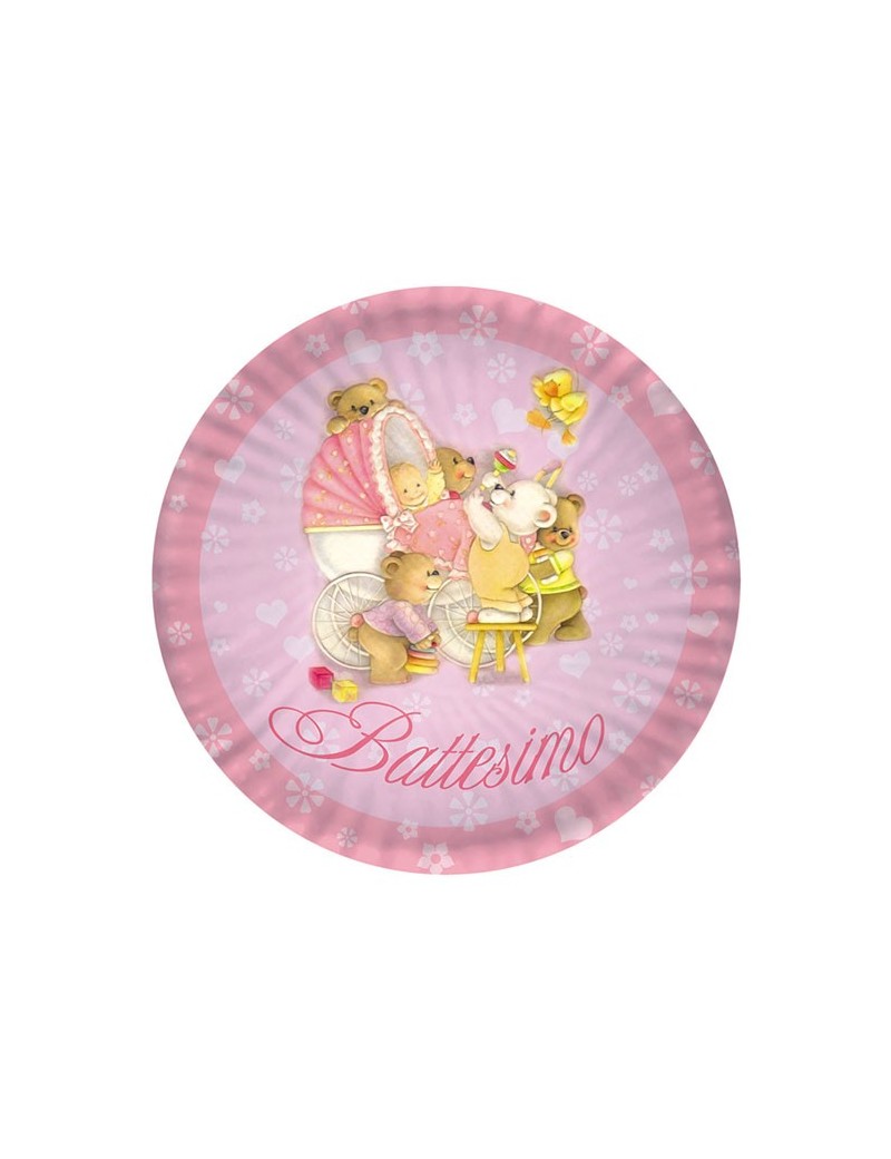 Piatti Rosa con Orsetto per Battesimo